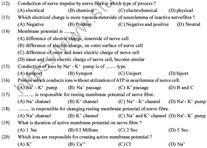 NEET Biology Neural Control and Coordination MCQs Set A with Answers